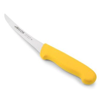 Arcos Couteau Désosseur Courbe Semiflexible - Acier Inoxydable Nitrum 14 cm - Pour Désosser Viande - Manche Polypropylène Jaune - Série 2900