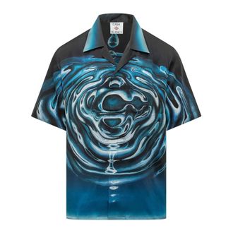 Casablanca Homme, Chemises, Bleu, Taille: L Warped Logo SS Shirt