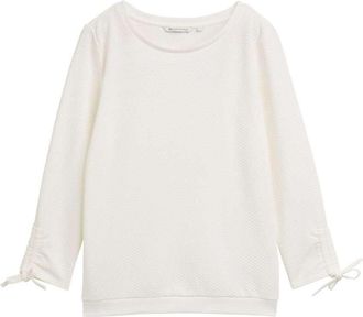 Tom Tailor Damen 1047227 Sweatshirt Mit Raff&auml;rmeln, 10332 - Off White, L EU