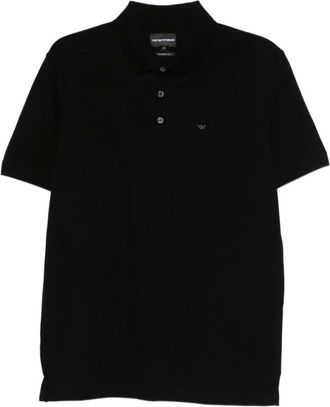 Emporio Armani Homme, Tops, Noir, Taille: 3XL Polo &agrave; logo brod&eacute;