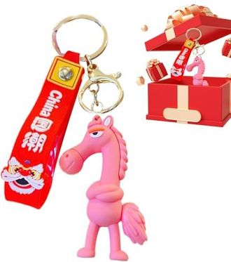Generic Porte-cl&eacute;s cheval - Ornement de sac &agrave; dos 2026, porte-cl&eacute;s ann&eacute;e du cheval pour, accessoire cadeau amusant, breloque d&eacute;corative avec design &eacute;l&eacute;gant, p