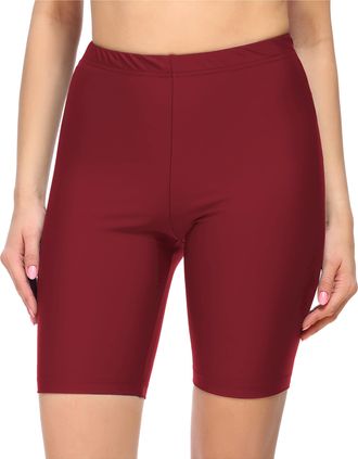Merry Style Damen Badehose High Waist Bikinihose Schwimmhose f&uuml;r Wassersport SUP Schwimmradler Bademode f&uuml;r Frauen MS10-333 (Weinrot (4242),38)