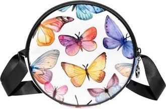 Generic Petit sac &agrave; bandouli&egrave;re circulaire pour femme, petit sac &agrave; bandouli&egrave;re avec fermeture &eacute;clair, bretelles r&eacute;glables, sac &agrave; main rond d&eacute;contract&eacute; pour fe