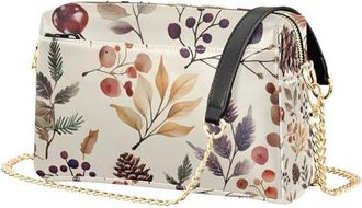 Mnsruu Sacs à bandoulière pour femme, sacs à main en cuir avec pommes de pin, feuilles