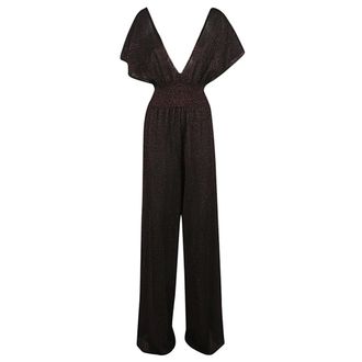 Circus Hotel Braunes Lurex-Viskose-Mix Kleid mit weitem Ausschnitt - - Jumpsuits & Playsuits - Damen - Braun - M