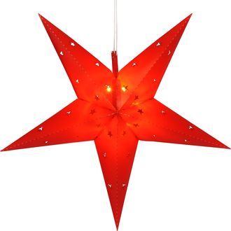 Meinposten Stern Weihnachtsstern 12 LED? 44 cm weiß rot batteriebetrieben Lichterkette (Rot)