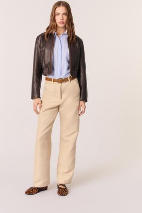 Maje Pantalon Tailleur En Lin Et Coton - Beige - Taille 34 - Maje