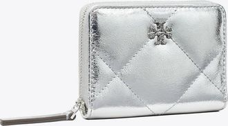 Tory Burch Damen Small Kira Diamond Quilt Metallic Zip-Around Wallet