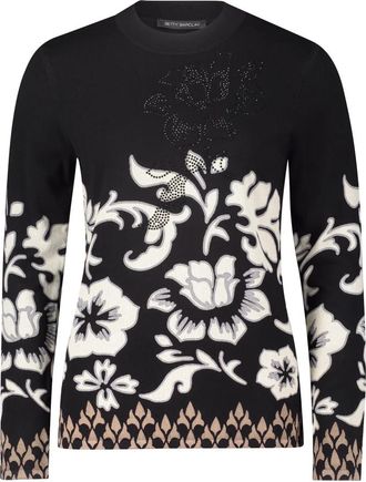 Betty Barclay Blumiger Feinstrickpullover - - Knitwear - Damen - Schwarzk - 4XL