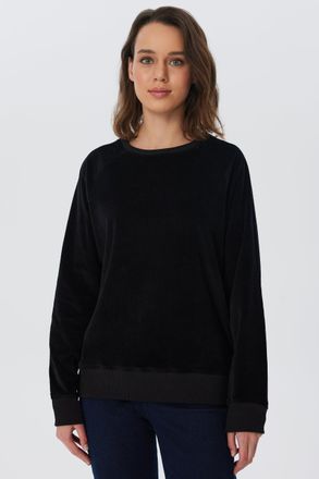 Leela Cotton Damen vegan Sweatshirt Corduroy Schwarz
