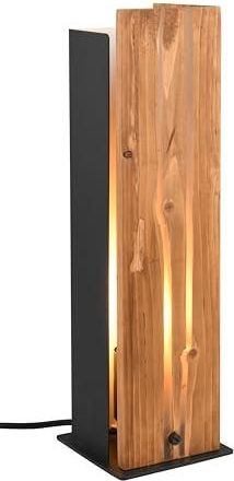 Trio Leuchten Tischleuchte Karuni 563300130, Metall Schwarz matt, Holz naturbelassen, exkl. 1x E27