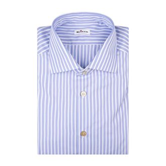 Kiton Homme, Chemises, Bleu, Taille: 4XL Chemise en coton ray&eacute;