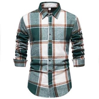 Generic Chemises habill&eacute;es &agrave; carreaux pour homme, coupe r&eacute;guli&egrave;re, formelles, manches longues, flanelle, d&eacute;contract&eacute;es, &agrave; carreaux tartan, chemises de b&ucirc;chero