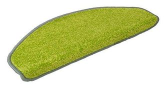Hanse Home 101149 unifarben Teppich Läufer Brücke Bettumrandung Stufenmatten Treppenschoner, grün, 15 er Set