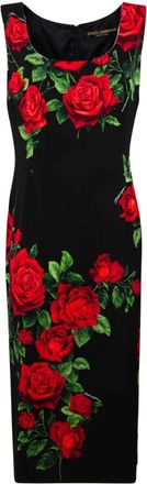 Dolce & Gabbana Rosenprint-Charmeuse-Kleid - - Dresses - Damen - Mehrfarbig - 2XL