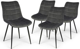 IDMarket Idmarket - Lot de 4 chaises en velours mady - Gris - Pour salle à manger