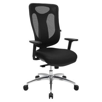 Topstar Sitness Net Pro 100, ergonomik ofis sandalyesi, çal??ma masas? sandalyesi, nokta senkronizasyonu, yüksekli?i ayarlanabilir kolçaklar dahil, Kuma?, siy