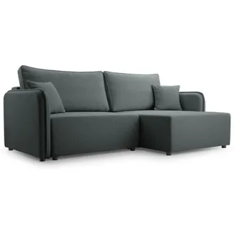 Selsey Kassian - Ecksofa mit Schlaffunktion und Bettkasten, grau, rechts - Selsey