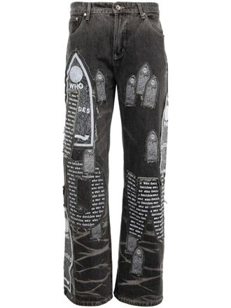 Who Decides War by Ev Bravado Jeans mit Motiv-Patch - Grau
