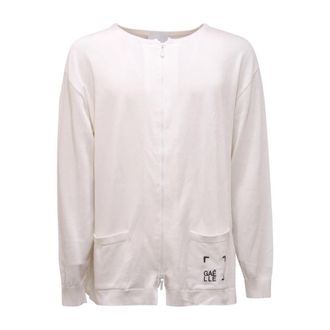 Ga&euml;lle Paris Strickjacke aus Baumwoll-Cr&ecirc;pe-Strick mit Stickerei - - Sweatshirts & Hoodies - Herren - Wei&szlig; - XL