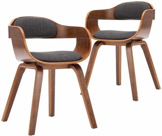vidaXL Vidaxl - Esszimmerstühle 2 Stk. Dunkelgrau Stoff und Bugholz