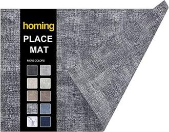 Homing Kunstleder Hitzebeständig Platzsets 6er Set - Wasserdicht Abwischbar Platzsets für Esstisch Leicht zu reinigen Küche Schwarz und Weiß Tischsets