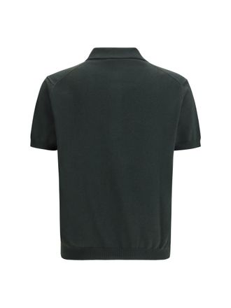 Tom Ford Mens Cotton And Silk Blend Polo Shirt Forest Cotton; T-shirts Polos