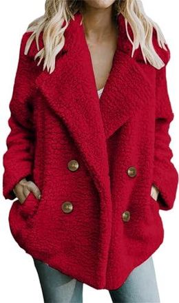 Generic Veste polaire Sherpa pour femme, manteau en peluche, cardigan à manches longues à revers double face en polaire de couleur unie, vêtement dextérieur p