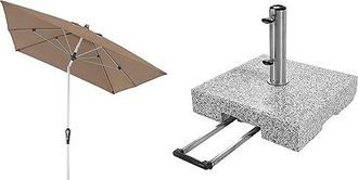 Doppler Sonnenschirm Aluminium 190x290 Greige Granit-Sonnenschirmständer mit Ausziehgriff 72kg