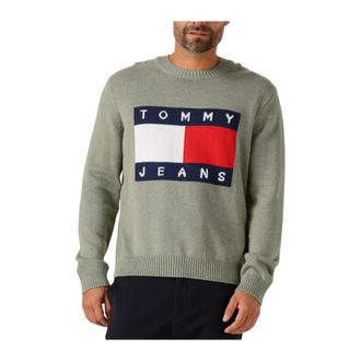Tommy Jeans Trui Tjm Reg Melange Flag Sweater - - Knitwear - Herren - Gr&uuml;n - XL