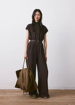 Mango Combinaison Lyocell ceinture chocolat - Femme - XS - MANGO