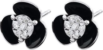 Edenly Ohrringe Blüte - Mitternachtsblumen - Weißgold und Lack