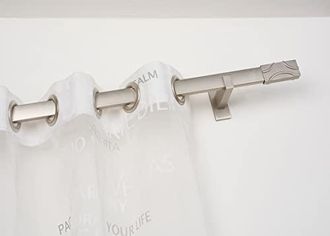 Incasa Gardinenstange 31x12 mm: Länge: 280 cm, mit langerHalterung ohne Ringe (geeignet für Öse 4cm) rechtwinklig gebürsteter Edelstahl - komplett