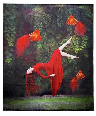 GFM &Eacute;charpe en laine m&eacute;lang&eacute;e avec texture cachemire, motif peint artistique, pour automne hiver (PWSHL), L