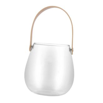 Cabilock Glasvase Blumenhalter F&uuml;r Blumenarrangement Dekorative Vase Im Nordischen Stil Blumenvase Mit Griff F&uuml;r Tischdeko Aus Glas Und Pu-Materialien