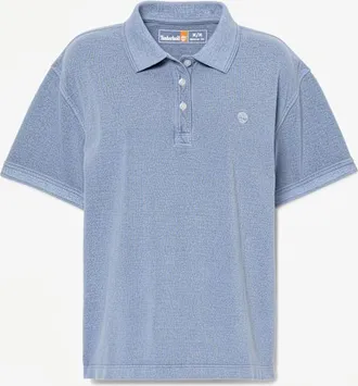 Timberland St&uuml;ckgef&auml;rbtes kurz&auml;rmeliges Piqu&eacute;-Polohemd f&uuml;r Damen in Blau, Damen, Blau, Gr&ouml;&szlig;e