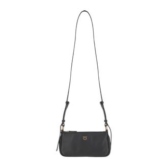 Pinko Pinko, Femme, Sacs, Noir, Taille: ONE Size Half Moon Baguette Mini Leather Bag with Logo