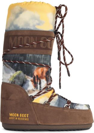 Moon Boot Bottes Moonboot Icon Postcard en nylon et daim marron