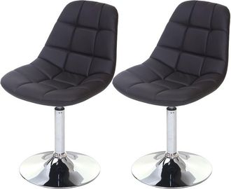Hhg 2er-Set Esszimmerstuhl HHG 837, Stuhl Drehstuhl, Chrom Kunstleder braun