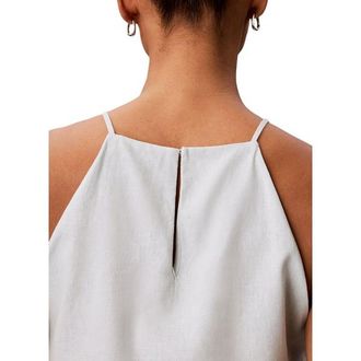 Calvin Klein Top &agrave; fines bretelles en lin m&eacute;lang&eacute;