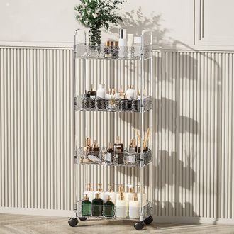 Generic Küchenwagen, schmaler Rollwagen - Aufbewahrungs-Organizer aus Acryl auf Rädern, durchsichtiges Regal für Enge Räume, ideal für Bad und Küche