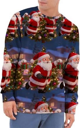 Generic Pull de Noël pour homme - Pull de Noël moche fantaisie festif - Décontracté doux et confortable - Automne et hiver - Chaud - Col rond - Manches longue