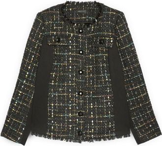 Fiorella Rubino Femme, Vestes, Noir, Taille: 48 FR Veste Bouclé à Franges