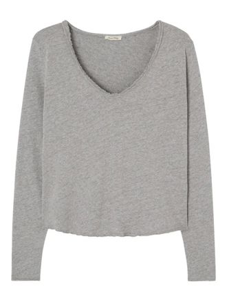 American Vintage t-shirt &agrave; col v - Gris