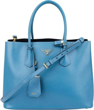 Prada Crossbody Bags - Prada Blue Saffiano Leather Double Handbag - Gr. unisize - in Blau - für Damen