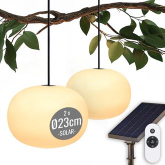 8 Seasons design 2er Solar dimmbare Akku Hängelampe 23cm - Glowing Elegance - LED warmweiß, für außen & innen, inkl. Fernbedienung, mit USB-C aufladbar, für Gar