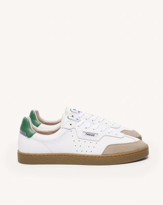 Faguo Baskets blanc et vert cuir et su&egrave;de