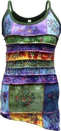 Shopoholic Fashion Femme Traditionnel Symboles Patché Hippie Débardeur - Asymétrique, M