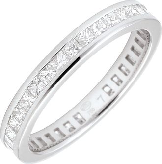 Edenly Trauring Weißgold Pavé - Kanalfassung - 1.02 Karat - Prinzessdiamanten - Komplette Umdrehung