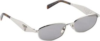 Prada SPRD51C055E1BC Metal Oval Frame Sunglasses - Gray